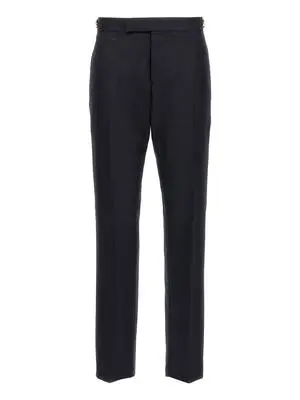 Thom Browne Wool Twill Low Rise Straight Leg Trousers - Blue