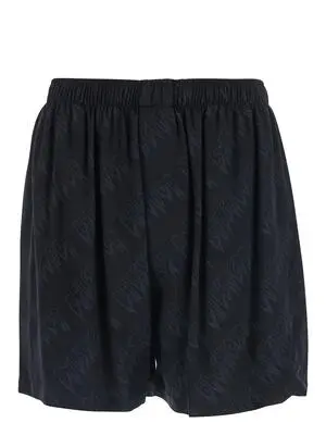 Balenciaga High-waisted Monogrammed Viscose Shorts - Black