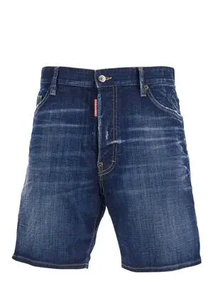 Dsquared2 Cotton Denim Shorts With Frayed Hem - Multicolor
