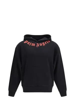 Palm Angels Neck Logo Hoodie - Black