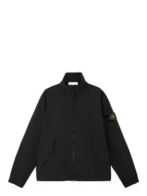 Stone Island Zip-up Jacket With Stand Collar - Black