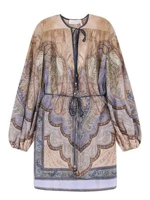 Zimmermann Wanderlust Tunic Silk Mini Dress - Multicolor