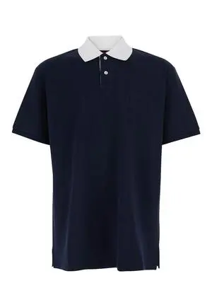 Gucci Blue T-shirt 'piquet + Web' With Round Neck And Short Sleeves For - Multicolor