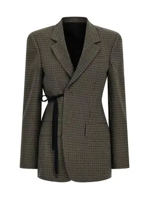 BALENCIAGA Balenciaga Wrap Tailored Check Print Blazer