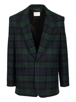 SAINT LAURENT SAINT LAURENT Single-Breasted Tartan Wool Jacket