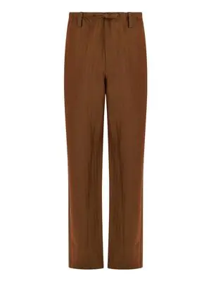 Dries Van Noten Long Wool Blend Trousers - Brown