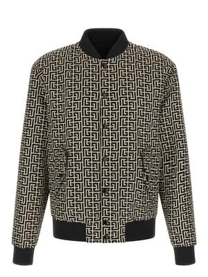 Balmain Monogram Reversible Bomber Jacket - Black