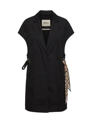 Herno Sleeveless Blazer Dress With Foulard Detail - Black