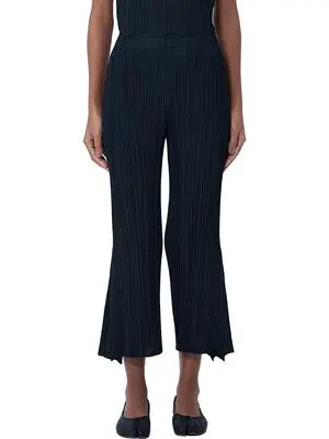 Issey Miyake Mid Rise Wide-leg Textured Weave Pleated Pants - Black