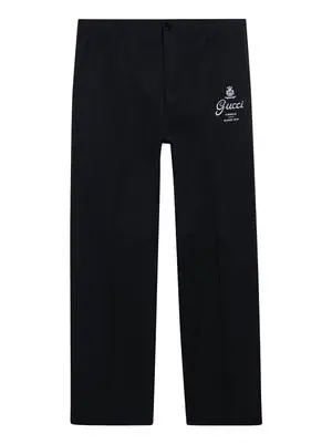 Gucci Cotton Trousers With Logo Print - Blue