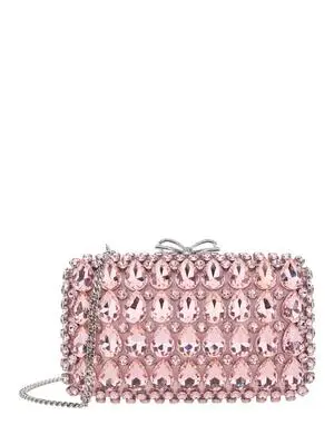 SELF-PORTRAIT Embellished Satin Clutch Bag With Crystals - Multicolor