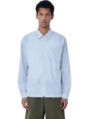 Prada Zip-front Stripe Shirt - Blue