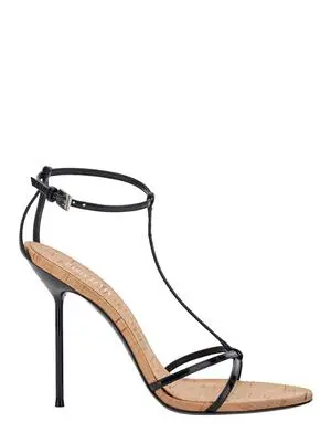 Paris Texas Black Leather Strappy High Heel Sandals - Multicolor
