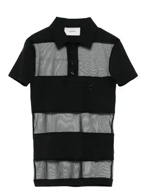 Coperni Striped Sheer Polo Top - Black