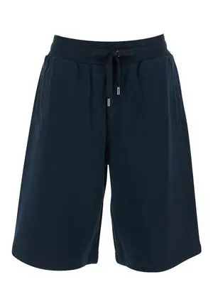 Dolce & Gabbana Blue Cotton Bermuda Shorts With Logo Detail - Multicolor