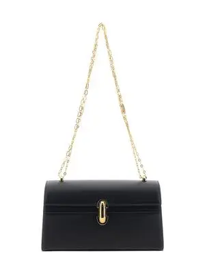 Savette Chain Symmetry Shoulder Bag In Black Leather - Multicolor