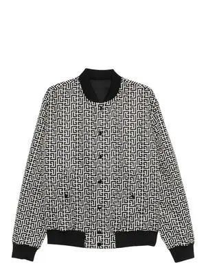 Balmain Geometric Pattern Bomber Jacket - White