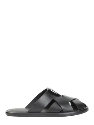 Giorgio Armani Leather Crossover Sandals - Black