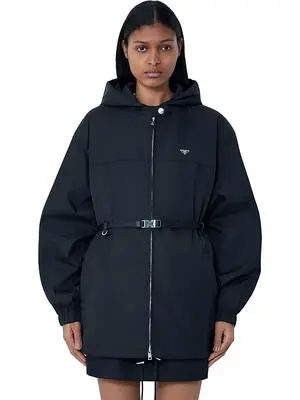 Prada Re-nylon Hooded Belted Anorak Jacket - Black
