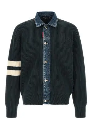 Dsquared2 Denim Mix Knit Cardigan - Blue