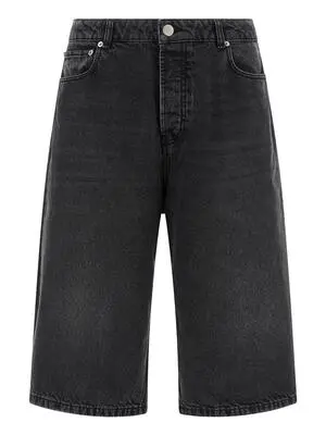 Ami Garment-dyed Denim Bermuda Shorts - Black
