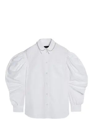 Simone Rocha Draped Sleeve Shirt With Embellished Collar - Multicolor