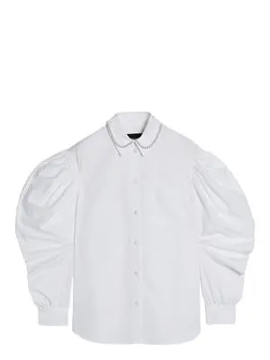 Simone Rocha Draped Sleeve Shirt With Embellished Collar - Multicolor
