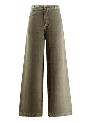 GOLDEN GOOSE GOLDEN GOOSE DELUXE BRAND Wide Leg Cotton And Linen Trousers Multicolor