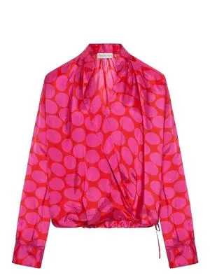 Dries Van Noten DRIES VAN NOTEN Long Sleeve Wrap Blouse With Tie Detail Multicolor