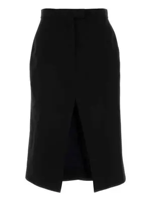 Alexander McQueen Stretch Wool Skirt - Black