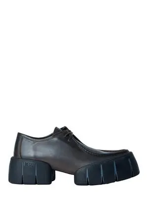DIESEL® Leather Derby Shoes With Chunky Ridged Sole - Black