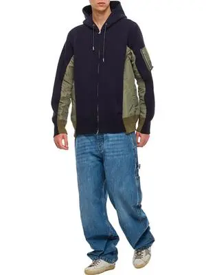 Sacai Sacai Sponge Sweat X Nylon Twill Hoodie Multicolor