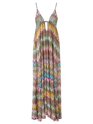 Missoni Zig-zag Motif V-neck Open Back Long Dress - Multicolor