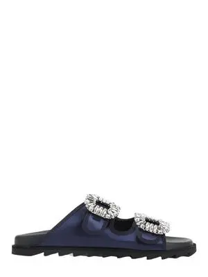 ROGER VIVIER Slidy Strass Embellished Satin Mules - Blue