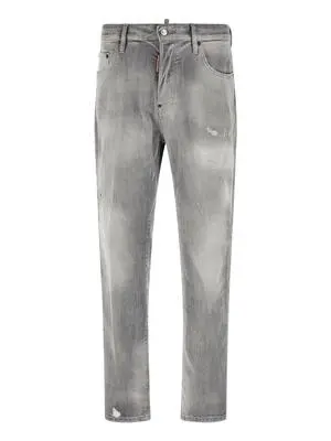 Dsquared2 642' Stonewashed Stretch Cotton Denim Jeans - Gray
