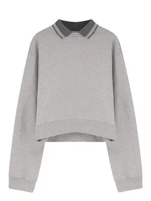 MIU MIU Miu Miu Melange Cotton Sweatshirt With Ribbed Crewneck