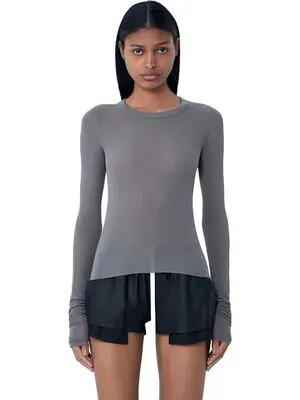 Rick Owens Ribbed Long Sleeve T-shirt - Gray
