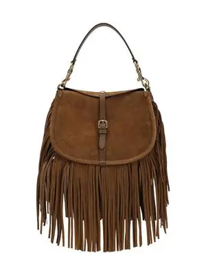 Etro Suede Leather Fringed Shoulder Bag - Multicolor