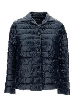Herno Quilted Down Jacket With Pointed Collar And Button Fastening - Multicolor