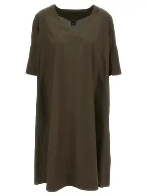 FAY V-neck Short Sleeve Cotton Dress With Pleated Details - Multicolor