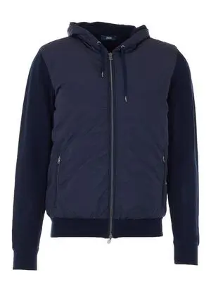 Herno Nylon And Pique Knit Cardigan - Blue
