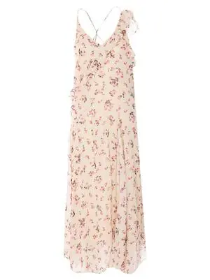 Isabel Marant Étoile Luxie Long Dress With Floral Print And Ruffle Detail - Cream
