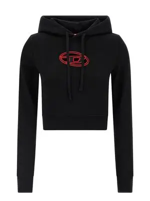 DIESEL® DIESEL Embroidered Cropped Hooded Sweatshirt Black