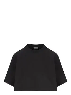 Balenciaga Cotton Cropped T-shirt With Embroidered Logo - Multicolor