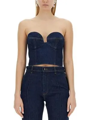 Magda Butrym Denim Corset Top - Blue