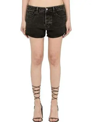 Miu Miu Cotton Denim Shorts - Black