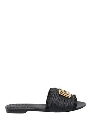 Dolce & Gabbana Logo Slide Sandals - Gold