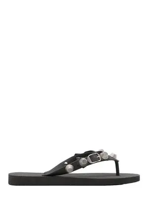 Balenciaga Embellished Studded Flip-flops - Black