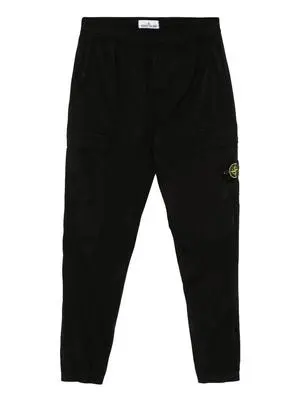 Stone Island Tapered Cargo Trousers With Drawstring Waist - Black