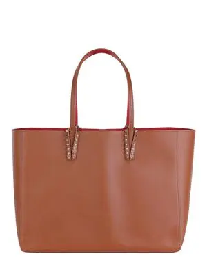 CHRISTIAN LOUBOUTIN Leather Tote Bag With Stud Embellishments - Brown
